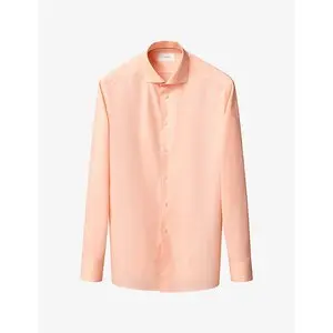 Eton Spread-collar Contemporary-fit Cotton-poplin Shirt - Orange