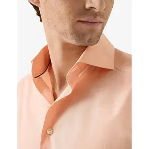 Eton Spread-collar Contemporary-fit Cotton-poplin Shirt - Orange