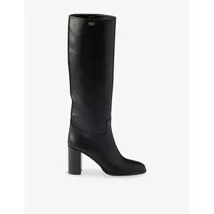 Prada Round-toe Leather Knee-high Boots - Black