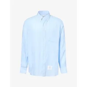 Thom Browne Brand-patch Linen Shirt 44 Light Blue