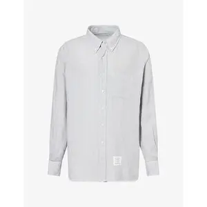 Thom Browne Brand-patch Linen Shirt - Lt Grey