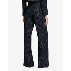 Sandro High-rise Wide-leg Tweed Trousers