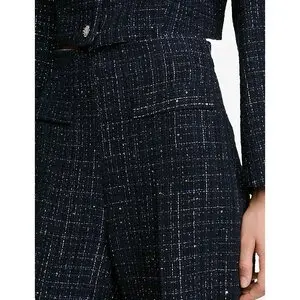 Sandro High-rise Wide-leg Tweed Trousers