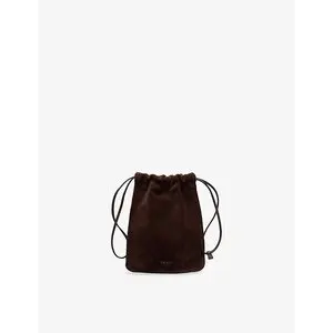 Prada Stamped-logo Suede Smartphone Pouch - Brown