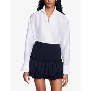 Sandro Oversized Pointed-lapel Silk Shirt
