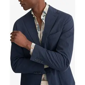 Eton Geometric-print Casual-fit Linen Shirt