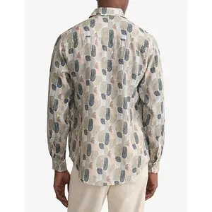 Eton Geometric-print Casual-fit Linen Shirt