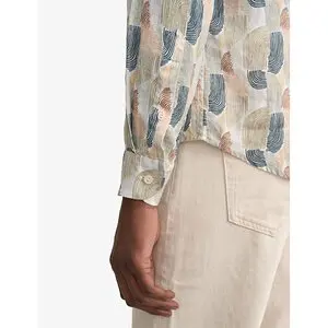 Eton Geometric-print Casual-fit Linen Shirt
