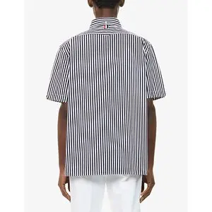 Thom Browne Sailboat-embroidered Striped Cotton Shirt