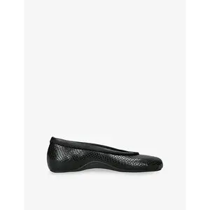 Dries Van Noten Snake-print Leather Ballet Flats - Black