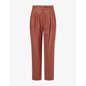 BLAZÉ MILANO Fox Pleated Wool-blend Trousers - Rust