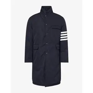 Thom Browne Brand-stripe Padded Down Coat - Navy