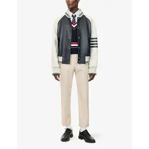 Thom Browne Oversized Contrast-sleeve Leather Jacket