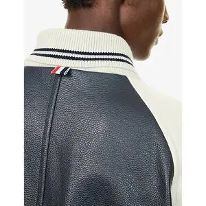 Thom Browne Oversized Contrast-sleeve Leather Jacket