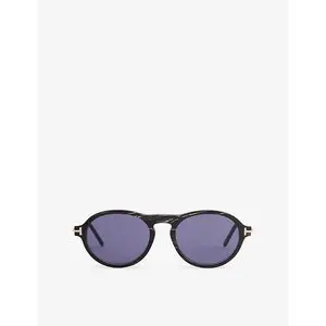 TOM FORD Ft1374 Round-frame Horn And Acetate Sunglasses - Black