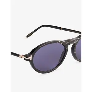 TOM FORD Ft1374 Round-frame Horn And Acetate Sunglasses