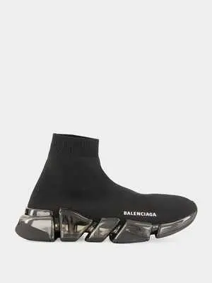 Balenciaga Speed 2.0 Full Clear Sole Recycled Knit Sneaker - Black