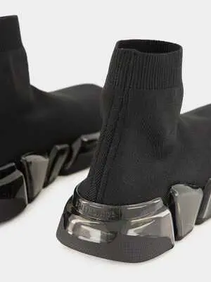 Balenciaga Speed 2.0 Full Clear Sole Recycled Knit Sneaker - Black
