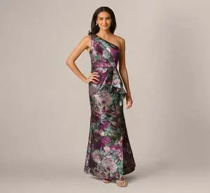 Adrianna Papell One-shoulder Gown - Green Multi