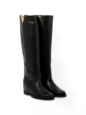 VIA ROMA 15 V-logo Knee-high Leather Boots