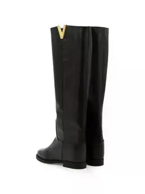 VIA ROMA 15 V-logo Knee-high Leather Boots