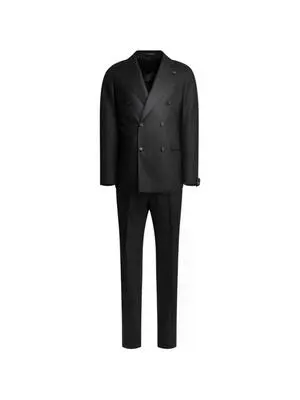 Tagliatore Double-breasted Virgin Wool Suit - Black