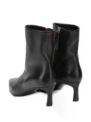 HALMANERA Pointed-toe Leather Ankle Boots - Black