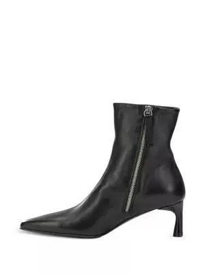 HALMANERA Pointed-toe Leather Ankle Boots - Black