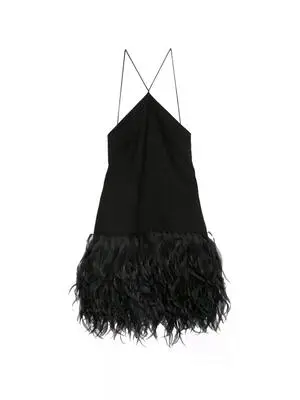 Viktor & Rolf Feather-hem Halterneck Mini Dress