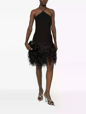 Viktor & Rolf Feather-hem Halterneck Mini Dress