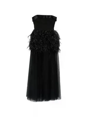 Viktor & Rolf Feather-trim Strapless Maxi Dress