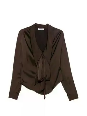 Viktor & Rolf Silk Satin V-neck Blouse With Pussy-bow