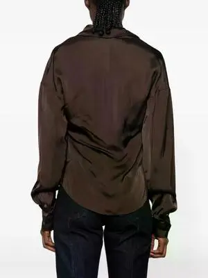 Viktor & Rolf Silk Satin V-neck Blouse With Pussy-bow