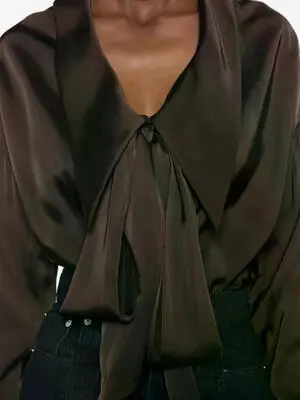 Viktor & Rolf Silk Satin V-neck Blouse With Pussy-bow
