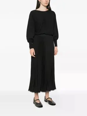 TWINSET Long Knit And Pleated Crêpe Dress - Black