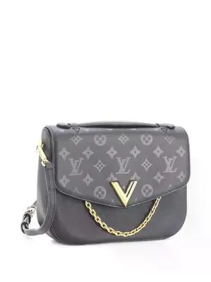 LOUIS VUITTON Monogram Leather Shoulder Bag - Black