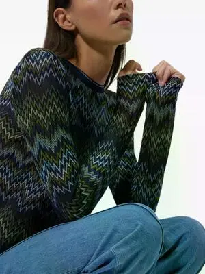 Missoni Long-sleeve Viscose Sweater With Snake Motif - Blue