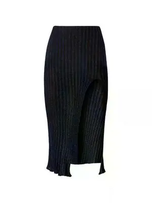 Missoni Ribbed Viscose Lamé Midi Skirt With Slit
