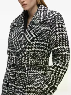 Karl Lagerfeld Houndstooth Long Wool-blend Coat
