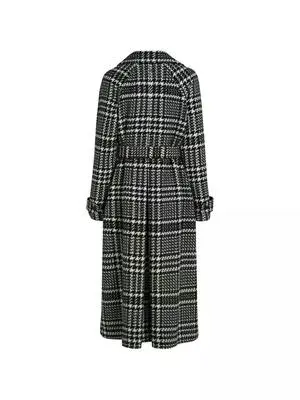 Karl Lagerfeld Houndstooth Long Wool-blend Coat