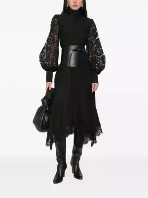 ERMANNO FIRENZE Lace-panelled Asymmetric Dress - Black