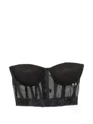 Elisabetta Franchi Mesh-panelled Corset-style Top - Black