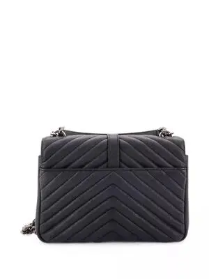 Saint Laurent Classic Monogram College Bag Matelasse Chevron Leather Medium Crossbody Bag - Grey