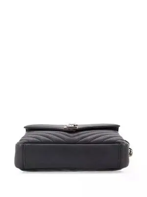 Saint Laurent Classic Monogram College Bag Matelasse Chevron Leather Medium Crossbody Bag - Grey