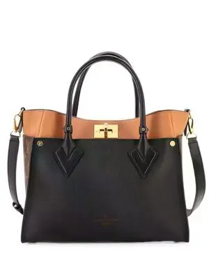 LOUIS VUITTON On My Side Leather With Monogram Canvas Mm Tote Bag