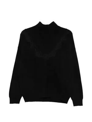 ERMANNO FIRENZE Lace-trim Ribbed-knit Sweater - Black