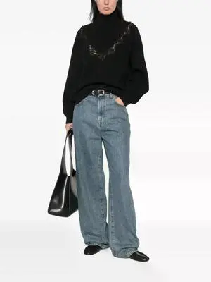 ERMANNO FIRENZE Lace-trim Ribbed-knit Sweater