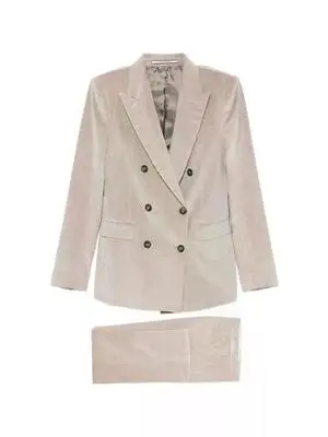 Tagliatore Double-breasted Corduroy Suit - Neutrals