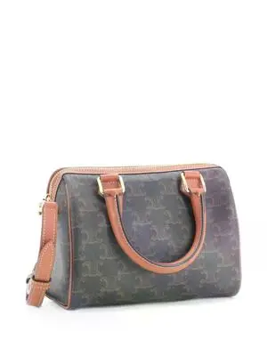 Celine Boston Bag Triomphe Coated Canvas Small Satchel