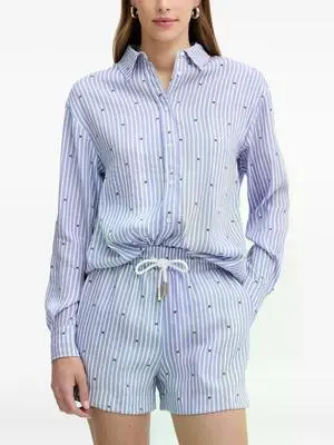 SILVIAN HEACH Masia Striped Logo-print Shirt - Blue